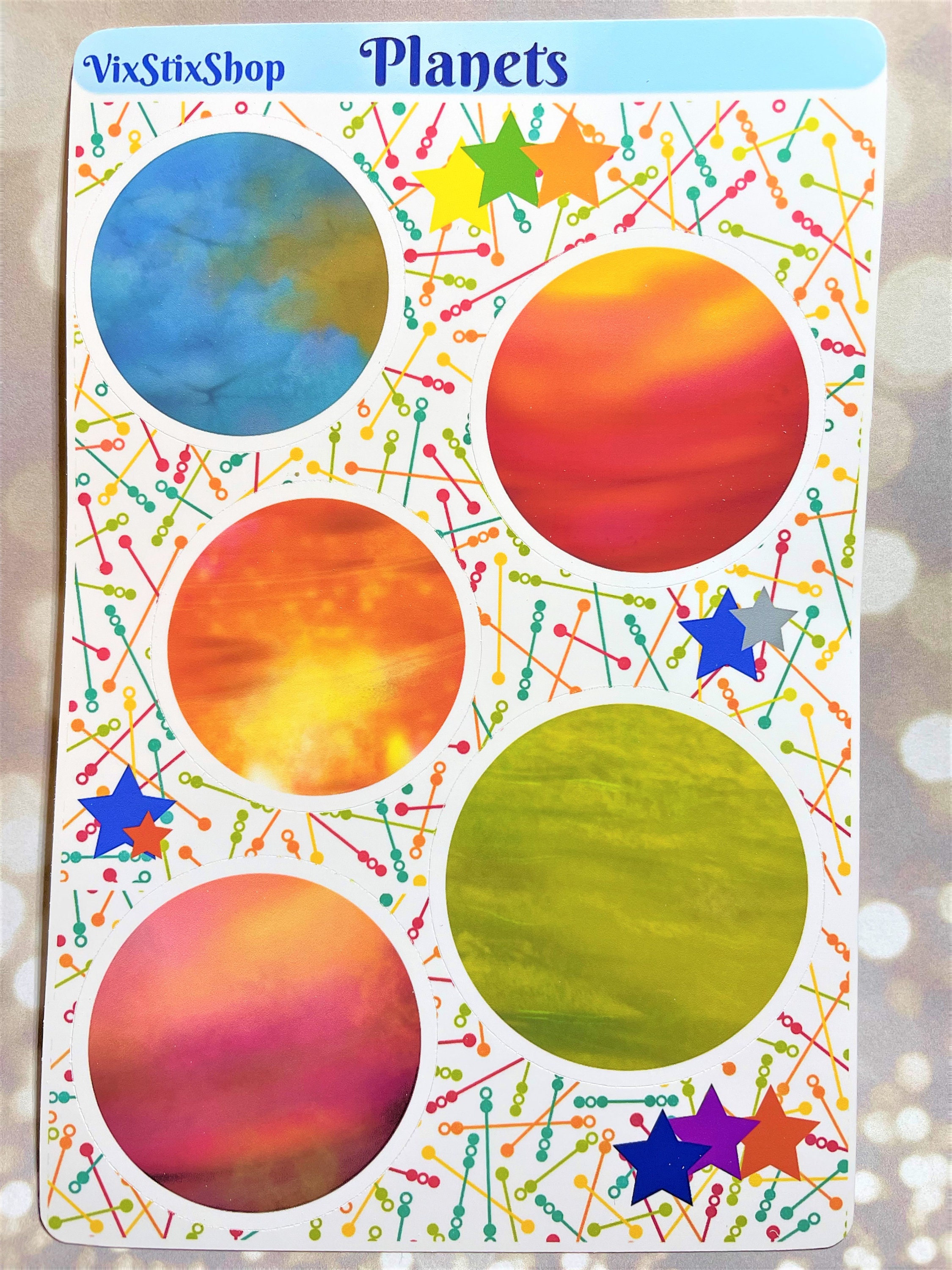 Planet Sticker Sheet Space Sticker Sheet Party Favor Space | Etsy