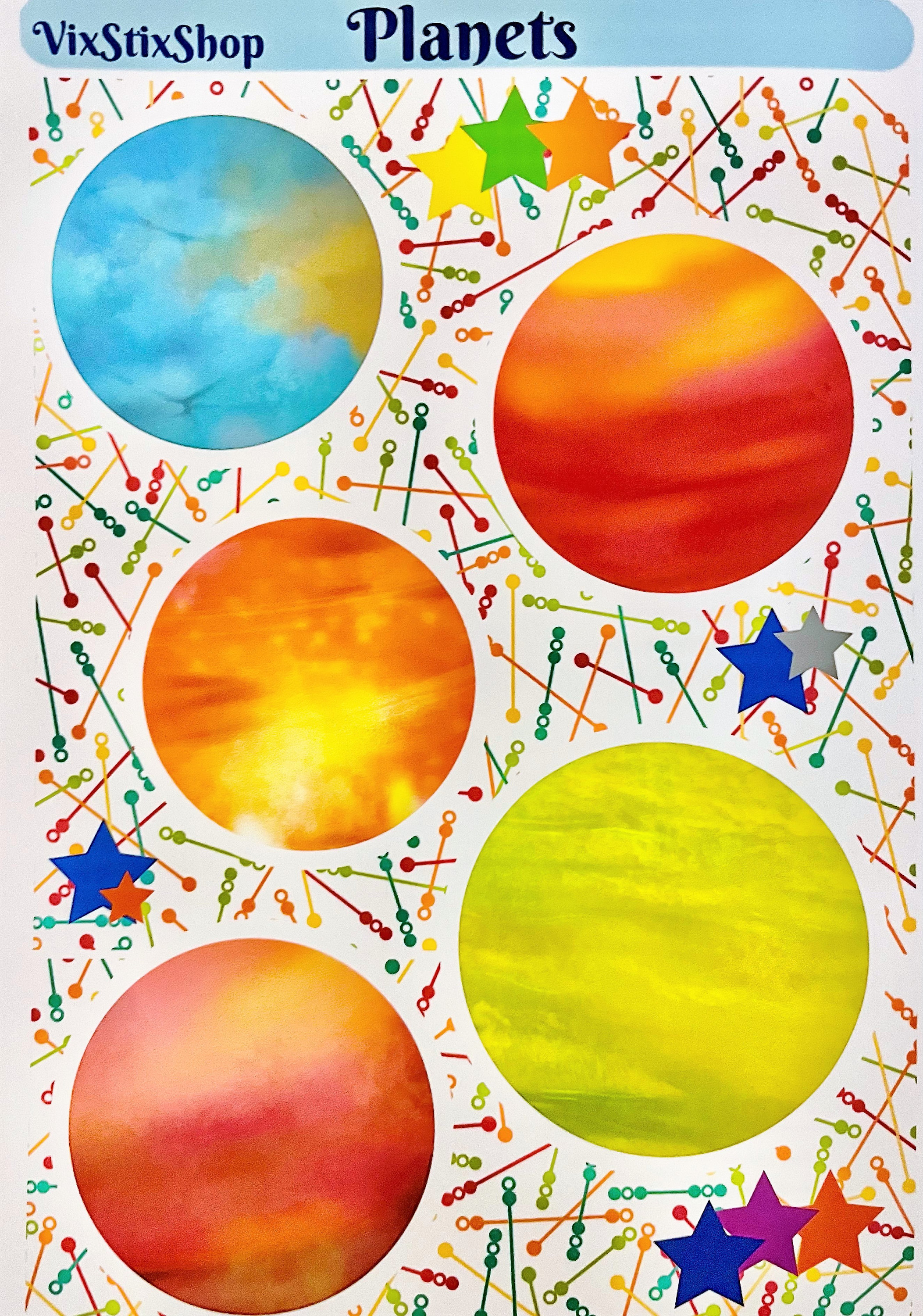 Planet Sticker Sheet Space Sticker Sheet Party Favor Space | Etsy