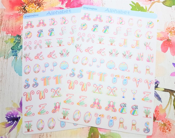 Sticker Sheet Letters Alphabet Sticker Sheet With Pictures | Etsy