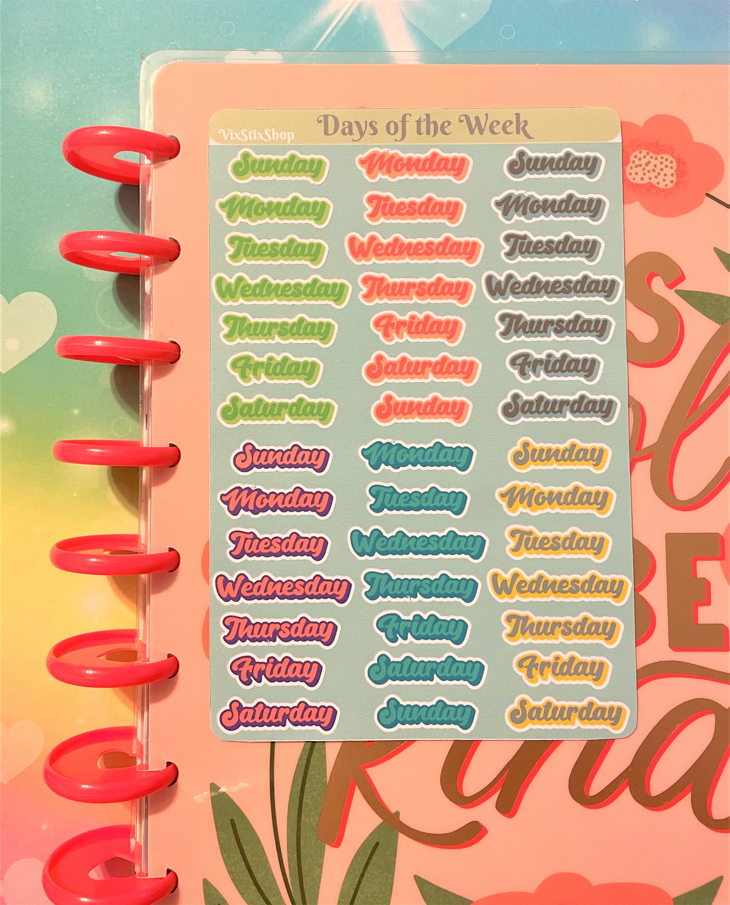 Days of the Week Planner Stickers Weekday Sticker Sheet | Etsy