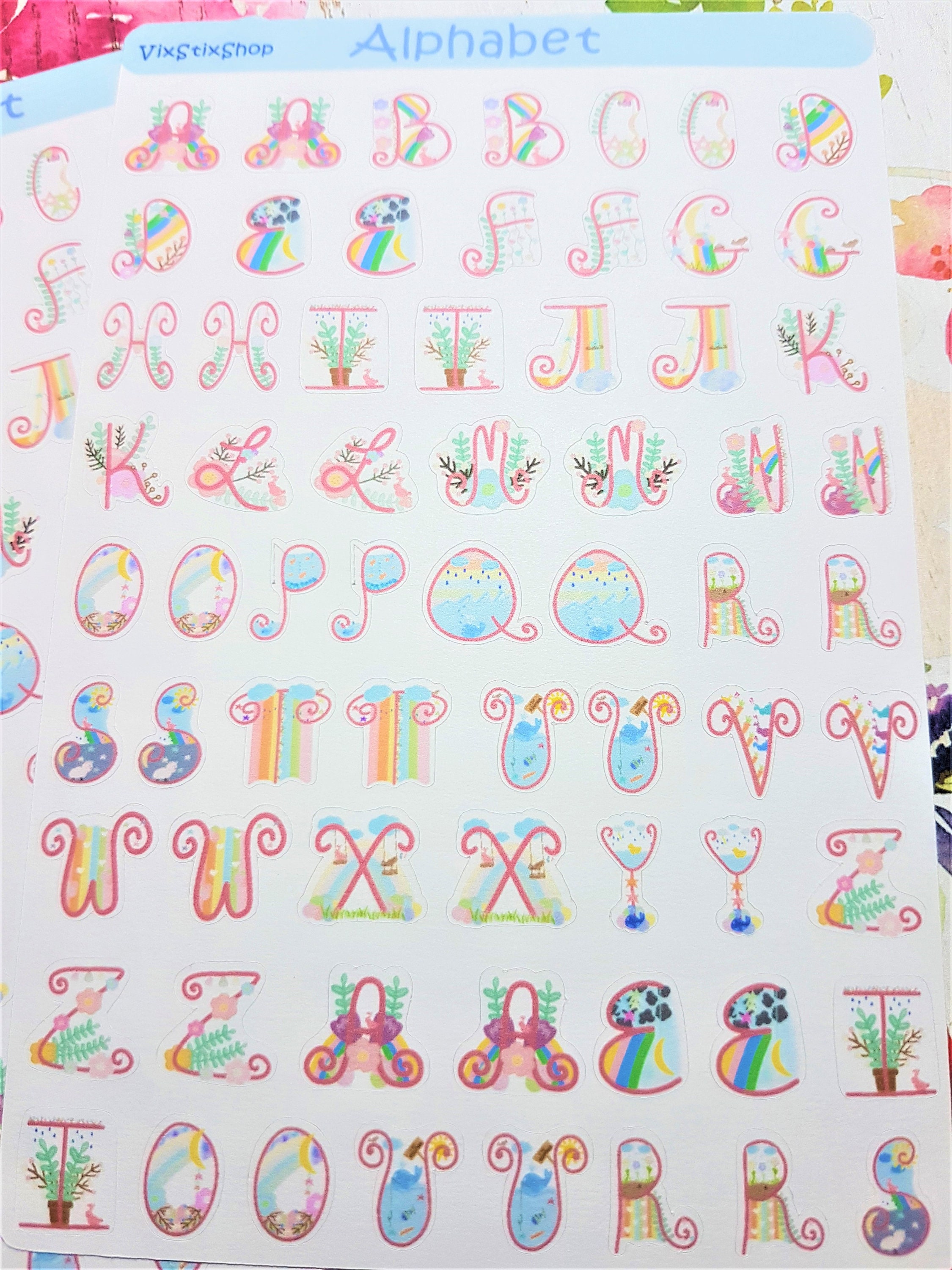 Sticker Sheet Letters Alphabet Sticker Sheet With Pictures | Etsy