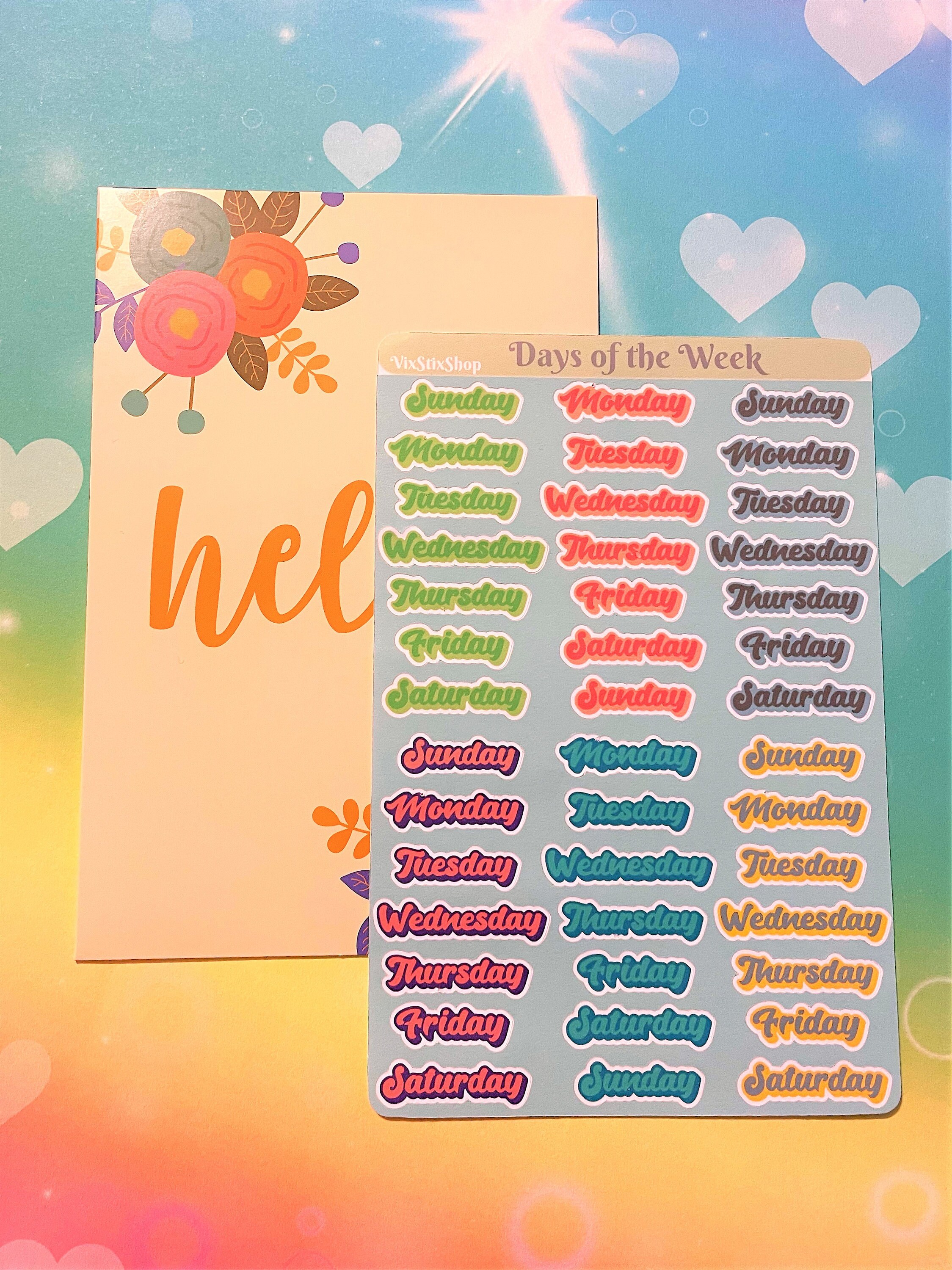 Days of the Week Planner Stickers Weekday Sticker Sheet | Etsy