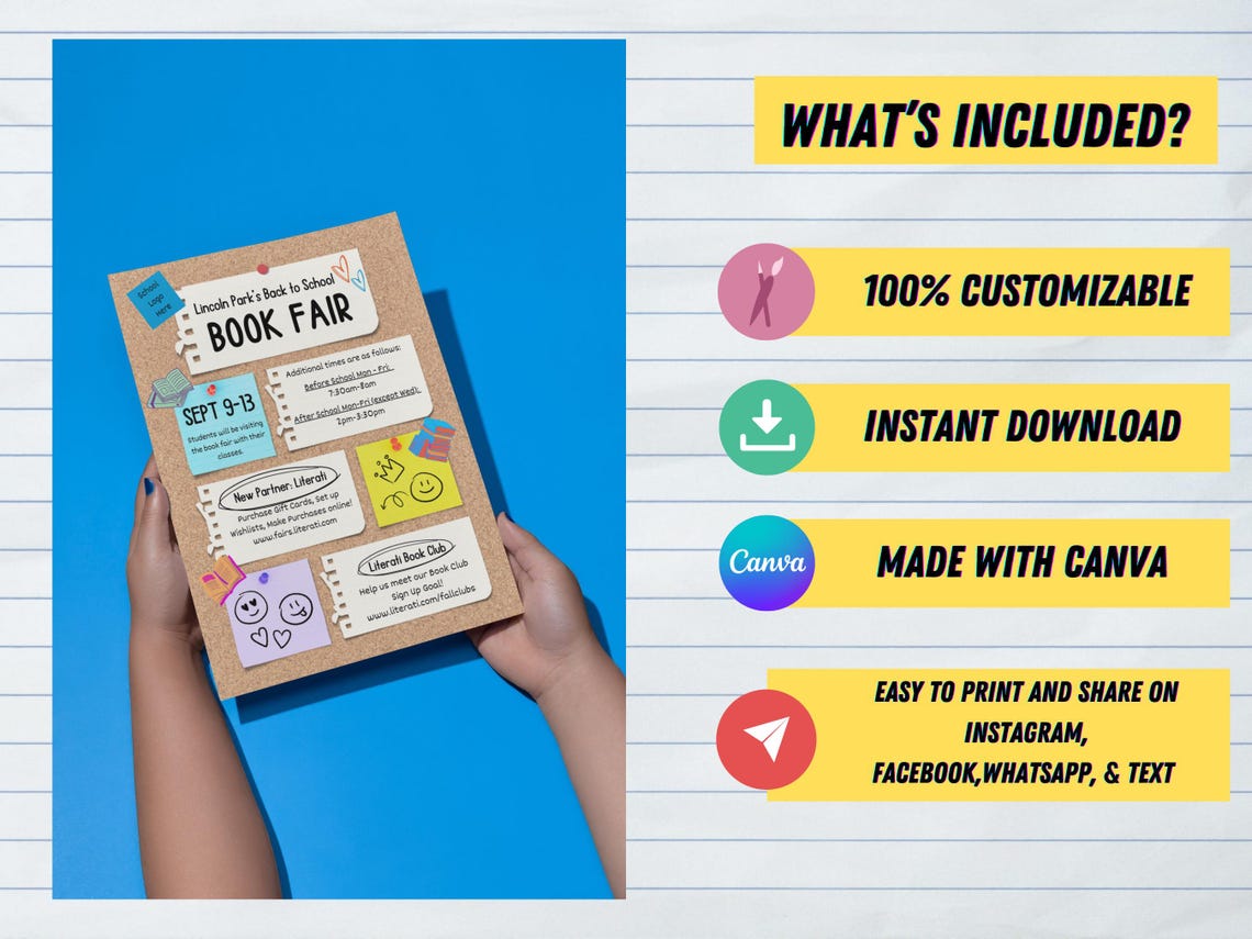 EDITABLE Template - Book Fair Flyer, School Event, Book Fair ...