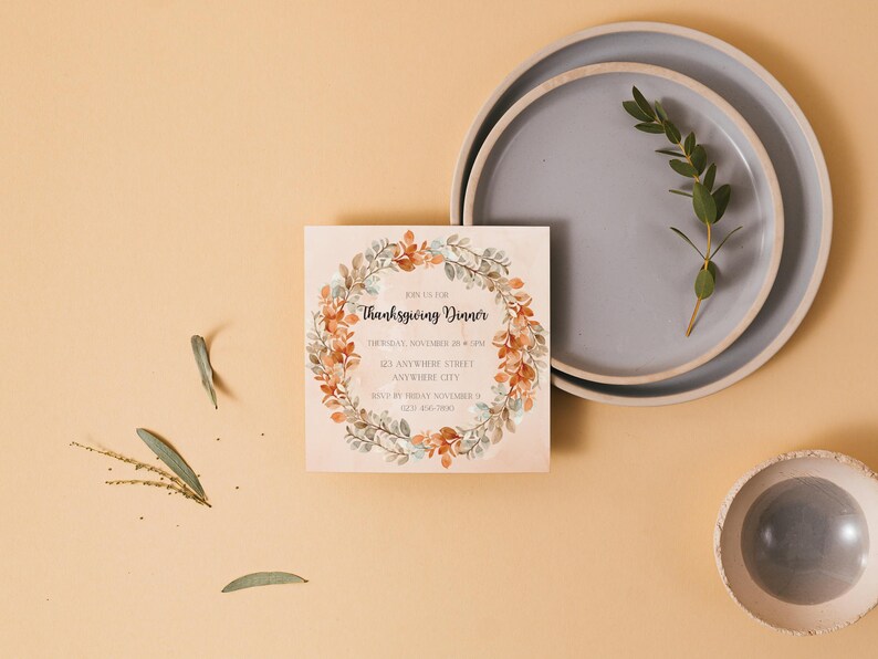 EDITABLE Invitation Thanksgiving Dinner, Autumn, Fall Season, Holiday ...