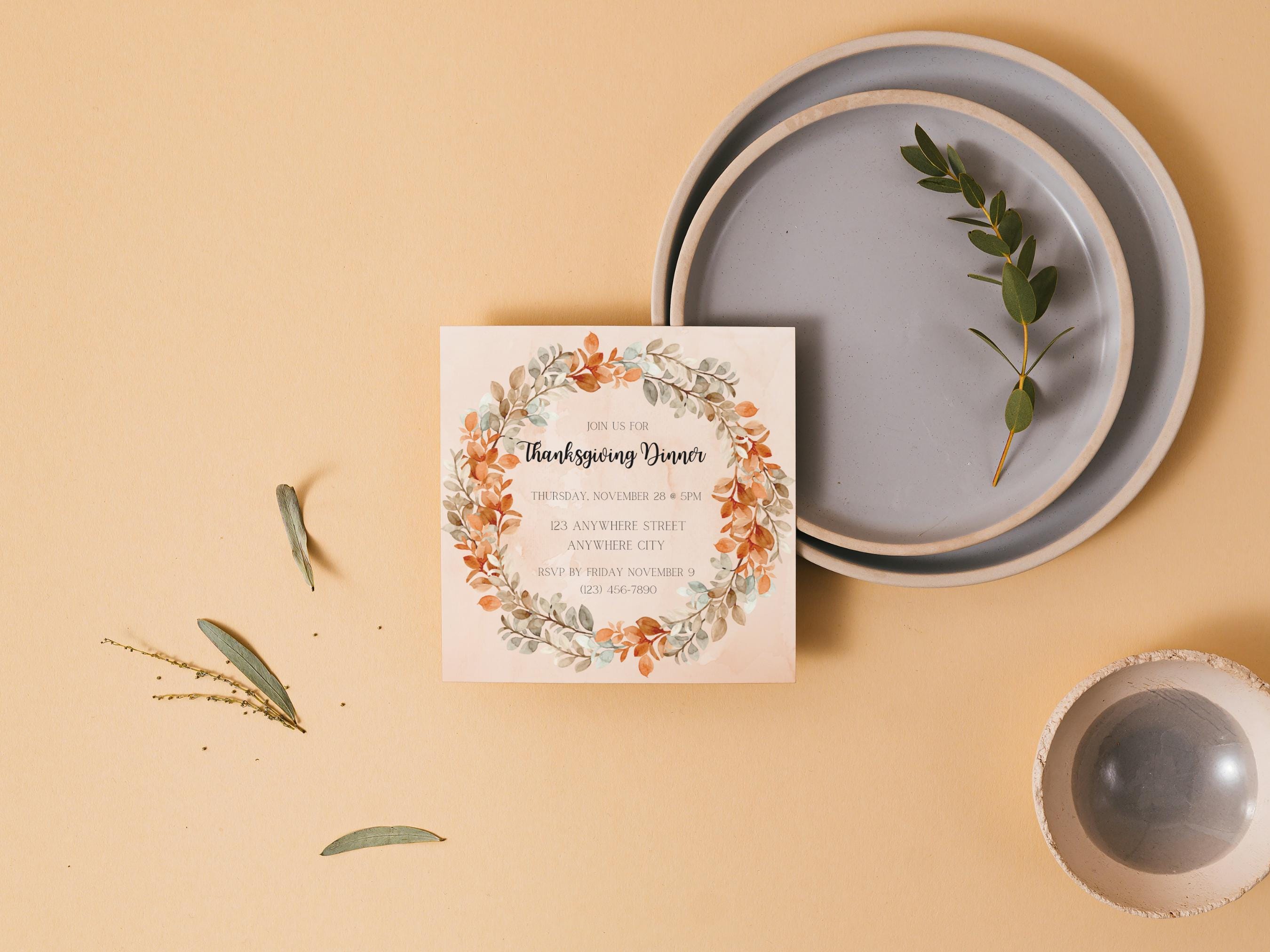 EDITABLE Invitation Thanksgiving Dinner, Autumn, Fall Season, Holiday ...