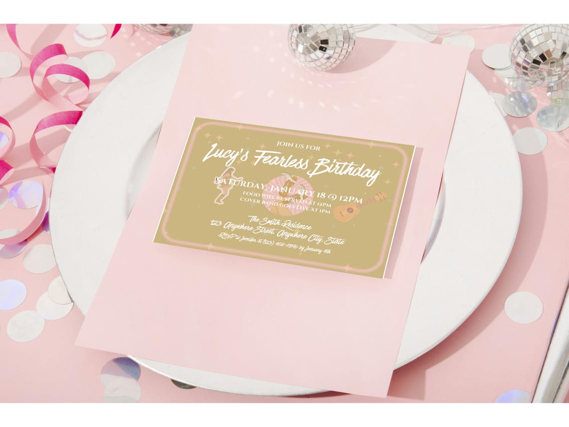 EDITABLE Invitation - Taylor Swift Fearless Themed Invitation, Birthday ...