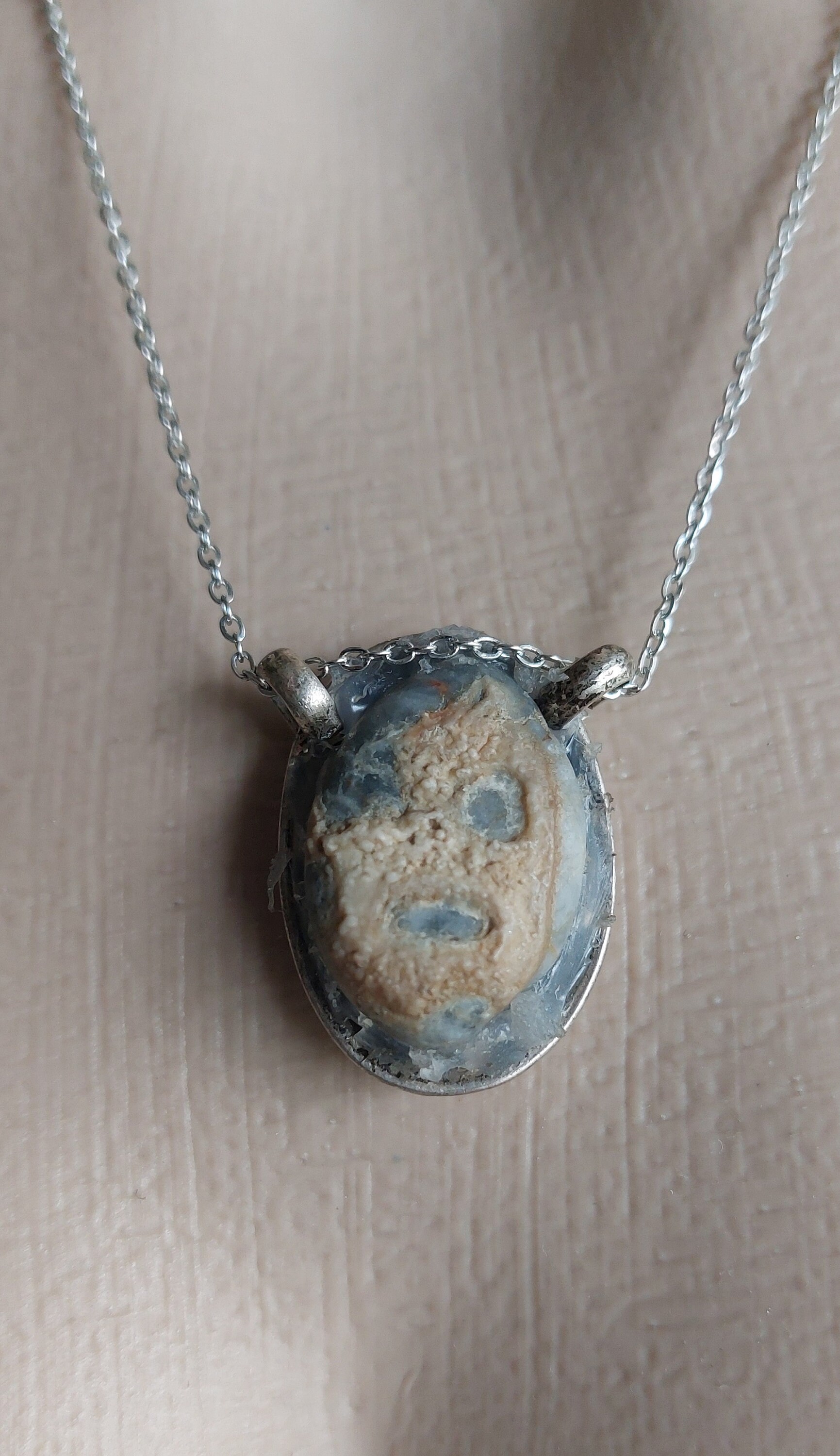 Devil Pendant Human Face Pebble Totally Nature Made Chain - Etsy