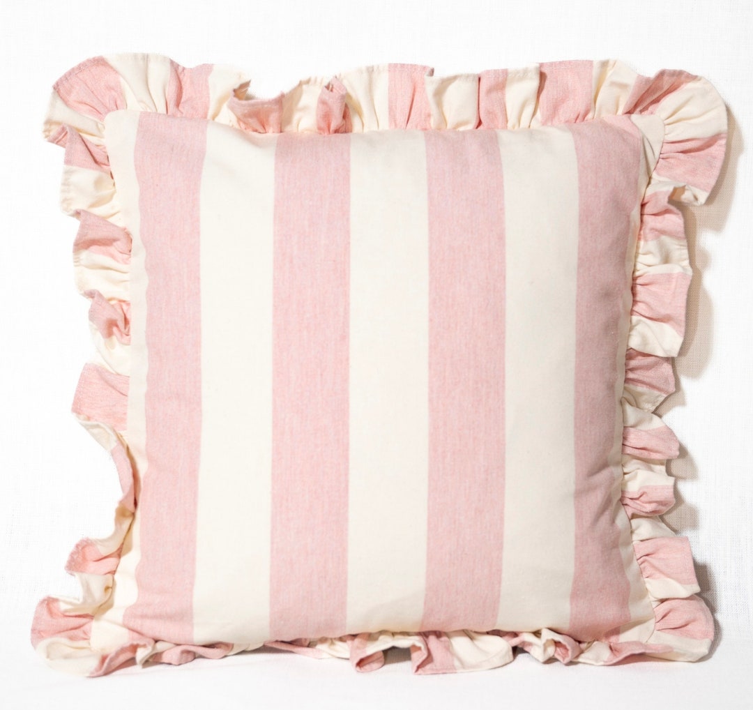 Beautiful Handmade Ruffled Cushion Cover in Designer Ian Mankin Devon ...