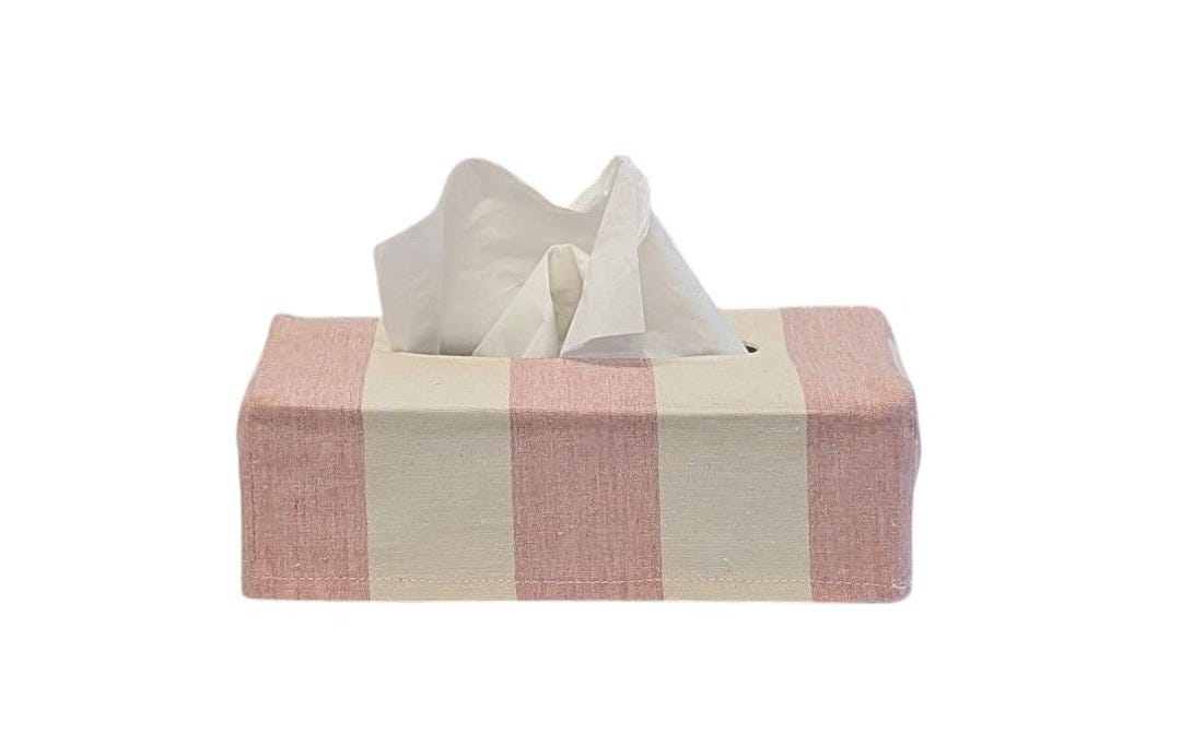 Handmade Pink Striped Tissue Box Cover: Ian Mankin Devon Fabric - Etsy