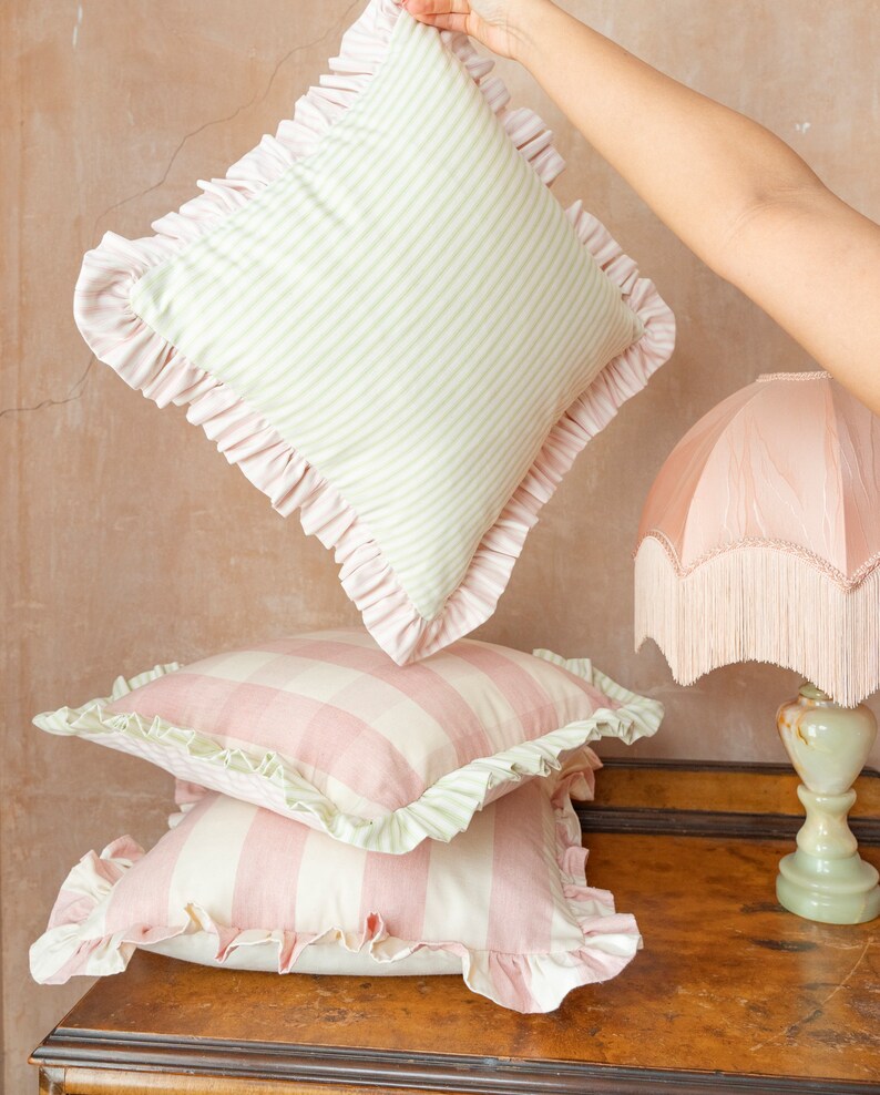 Reversible Pink Check Cushion Cover: Ian Mankin Designer Fabric - Etsy