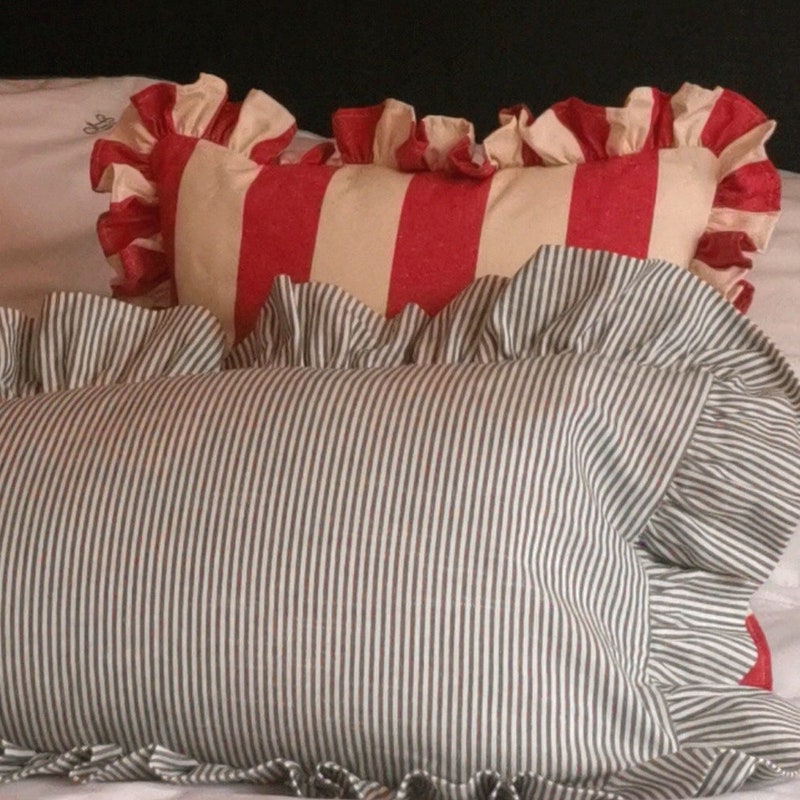 Satin Ruffle Pillow - Etsy