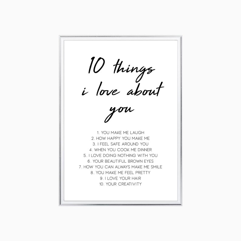 10 Things I Love About You Print - Etsy UK