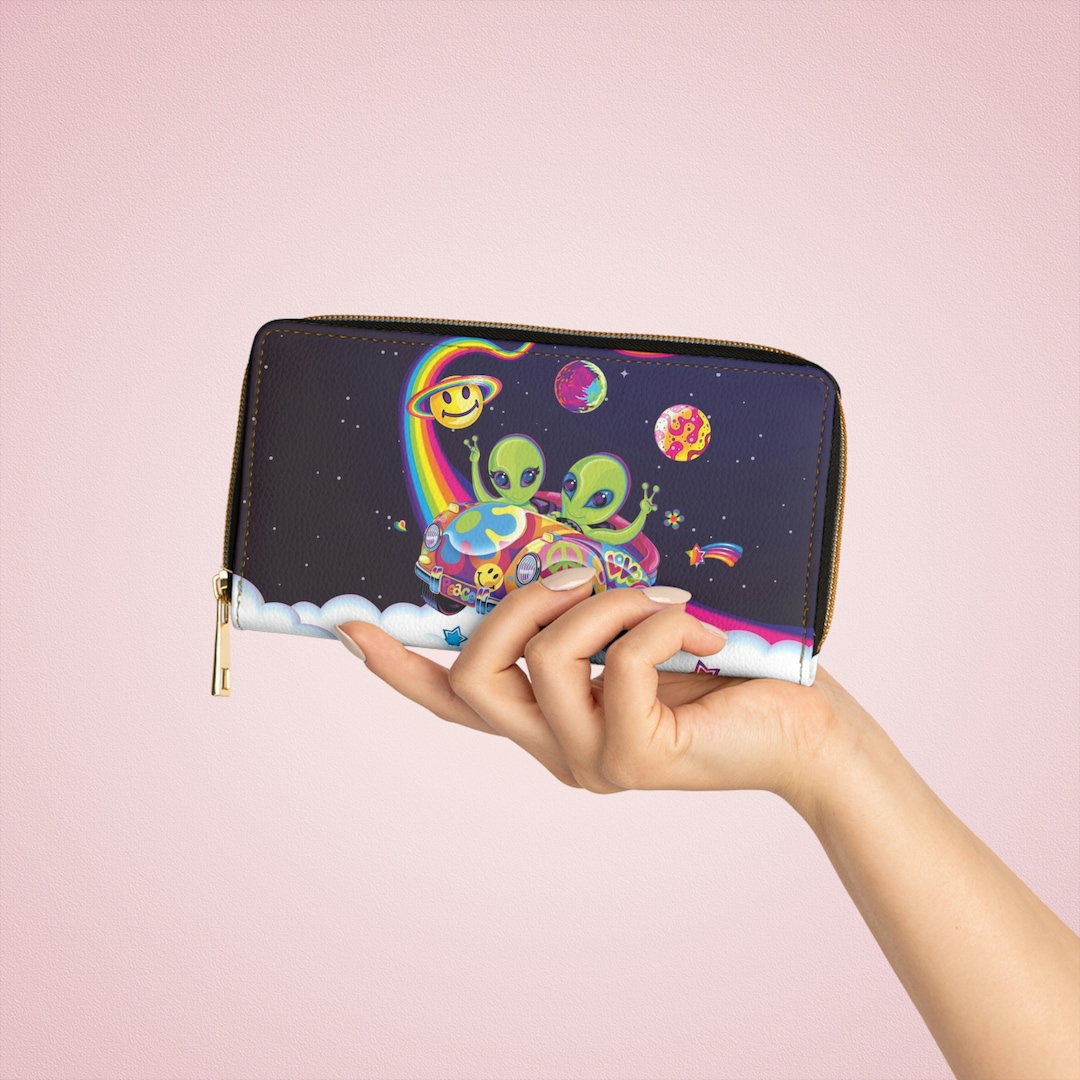 Zipper Wallet Lisa Frank Inspired Aliens in Space Rainbow 90s Nostalgia ...