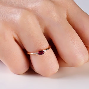 Brilliant Diamond Ring, Dainty Diamond Ring, Ruby Stacking Ring, Diamond Band Ring, Gold Ring ...