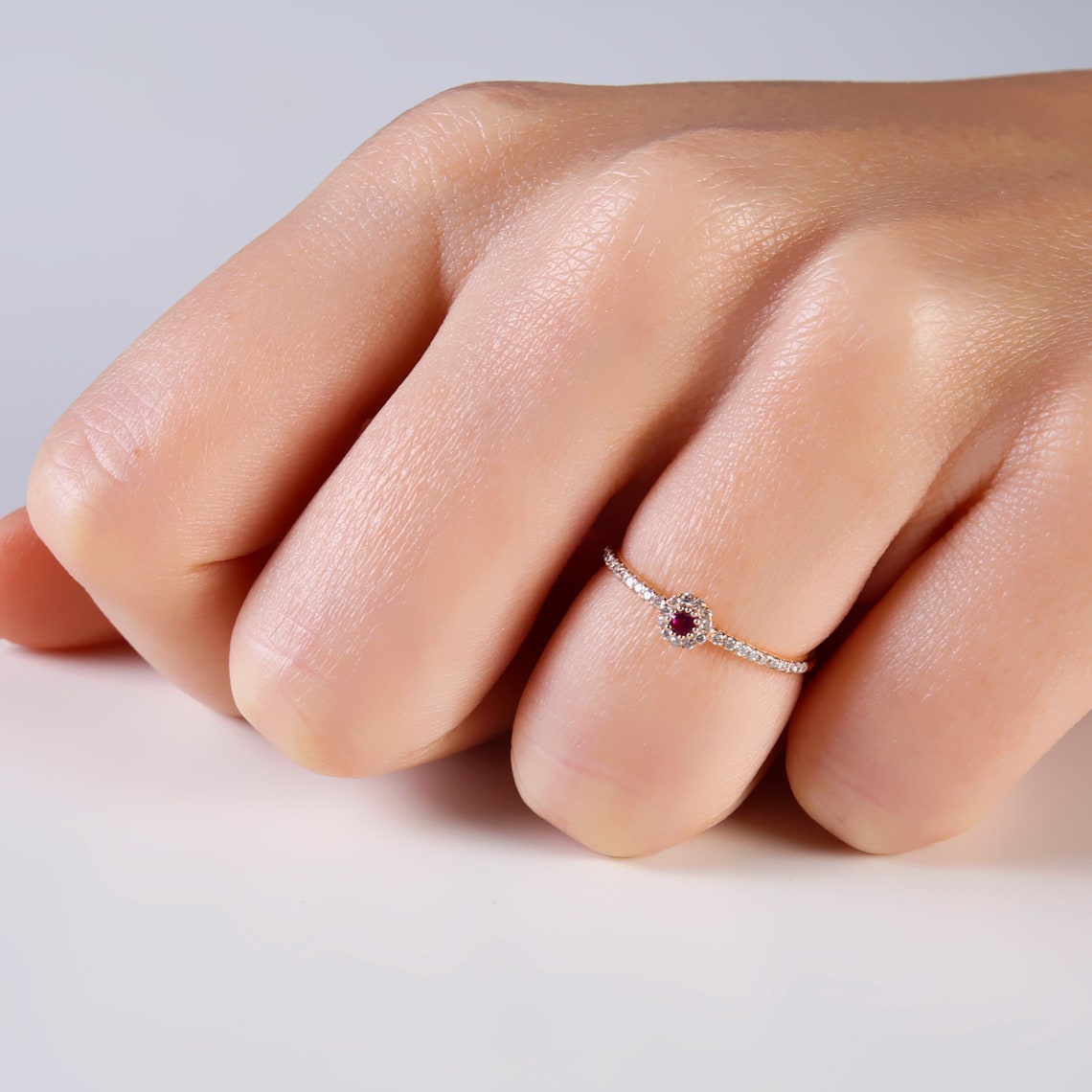14k Gold Ruby Ring Dainty Ruby Ring Ruby Stacking Ring - Etsy