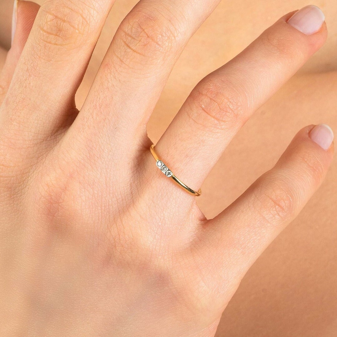 Minimalist Diamond Ring, Dainty Diamond Ring, Diamond Stacking Ring ...
