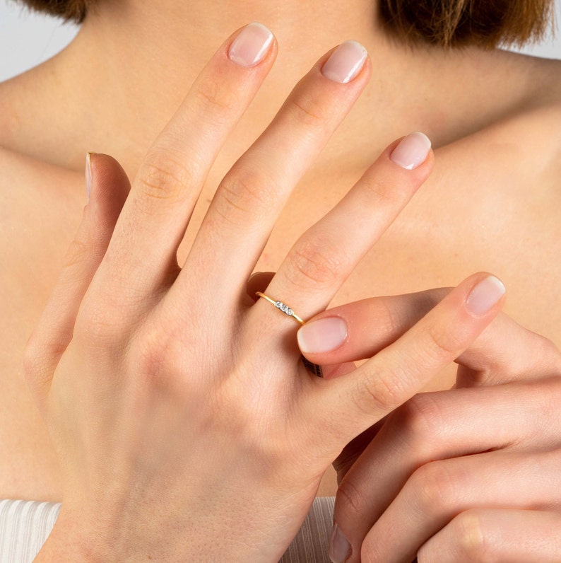 Minimalist Diamond Ring Dainty Diamond Ring Diamond Stacking - Etsy