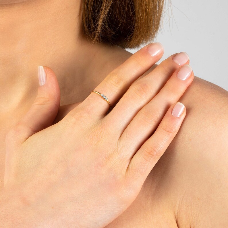 Minimalist Diamond Ring Dainty Diamond Ring Diamond Stacking - Etsy