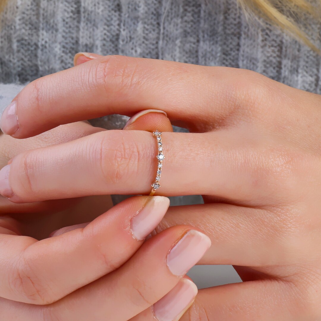 Diamond Ring, Dainty Diamond Ring, Diamond Stacking Ring, Cluster ...