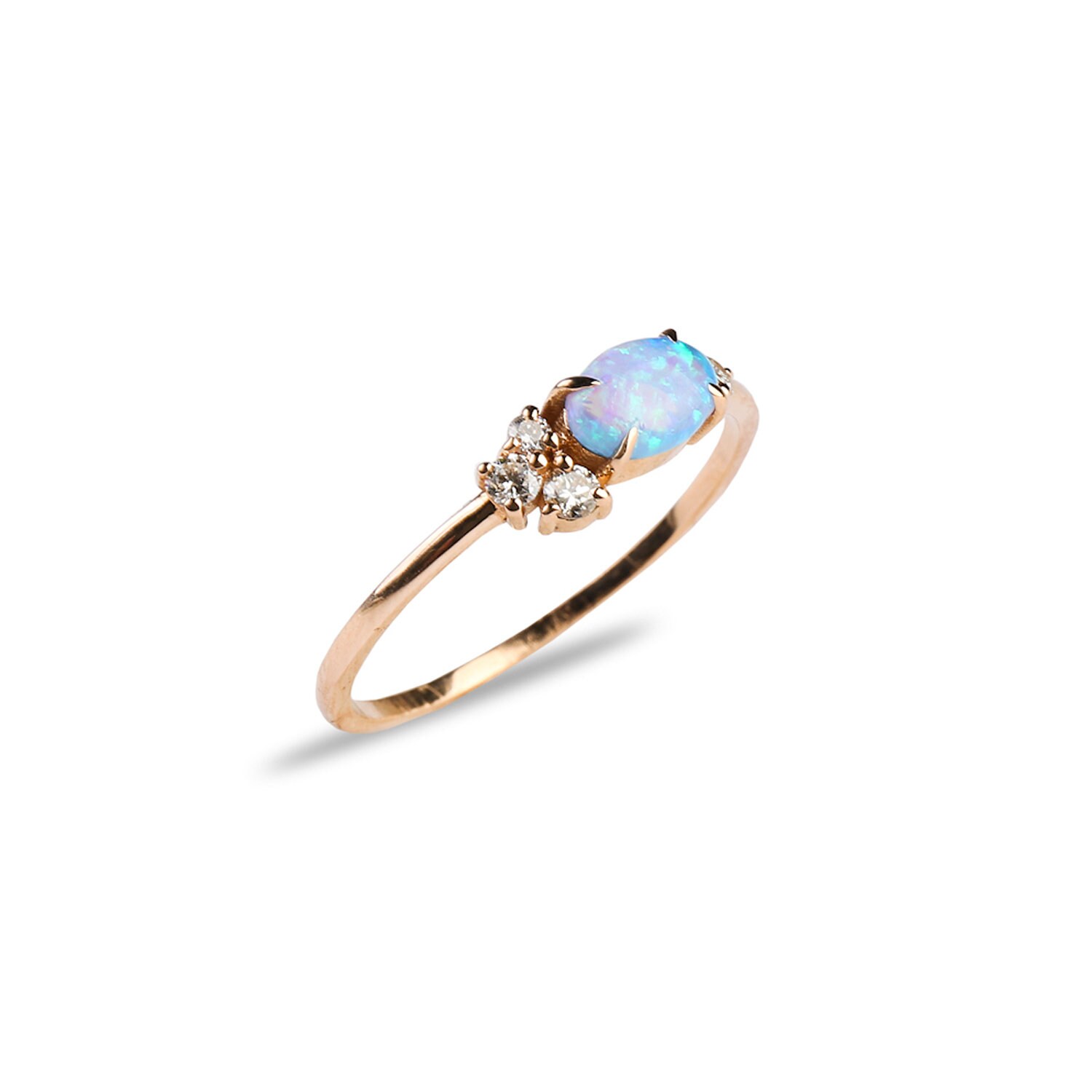Opal Ring Opal Stacking Ring Dainty Daimond Ring Gold Opal | Etsy
