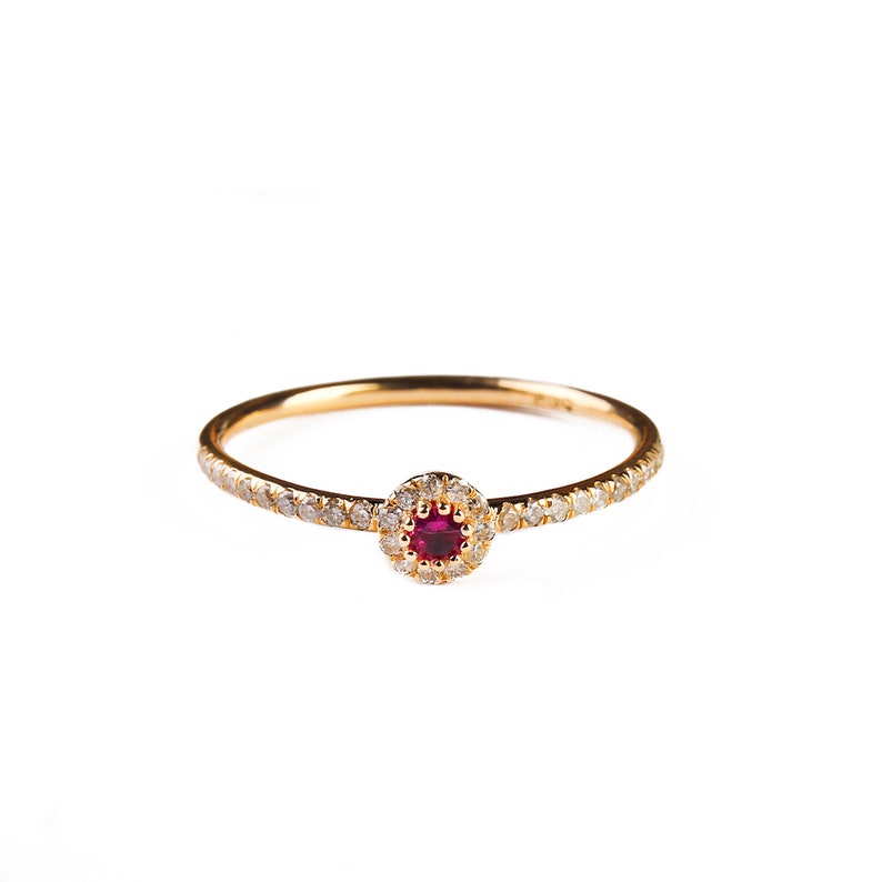 14k Gold Ruby Ring Dainty Ruby Ring Ruby Stacking Ring | Etsy