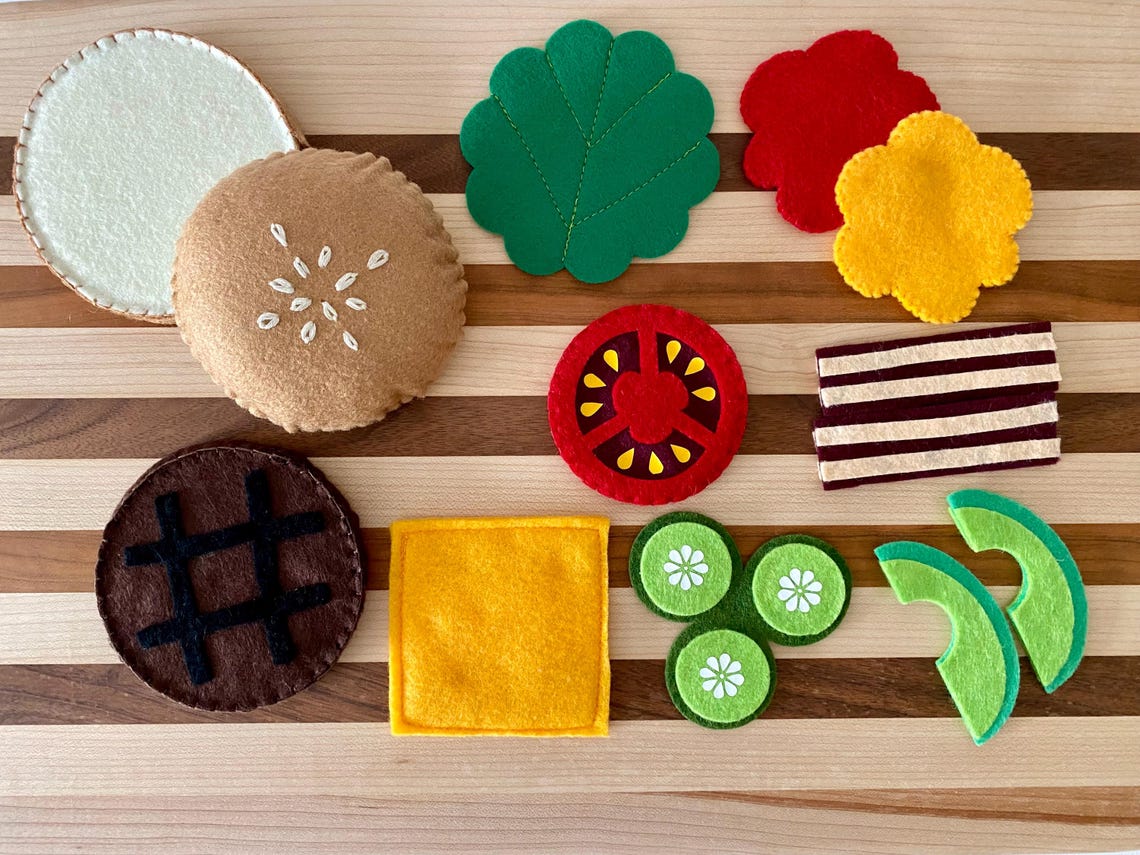 Felt Hamburger, Pretend Play Felt Food - Etsy