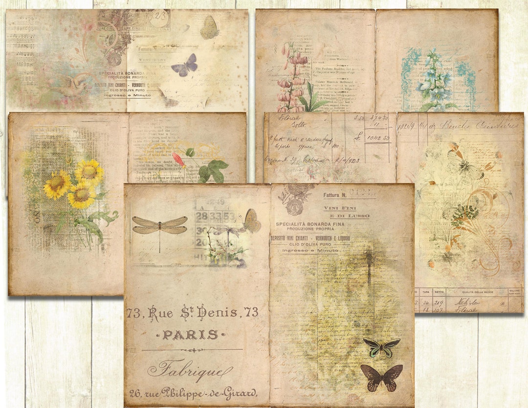 Vintage Nature Journal Papers, Grungy, Shabby Printables, Nature ...