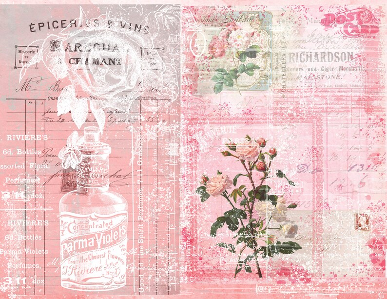 Pink Valentine Junk Journal Kit, Printable Papers, Digital Download ...