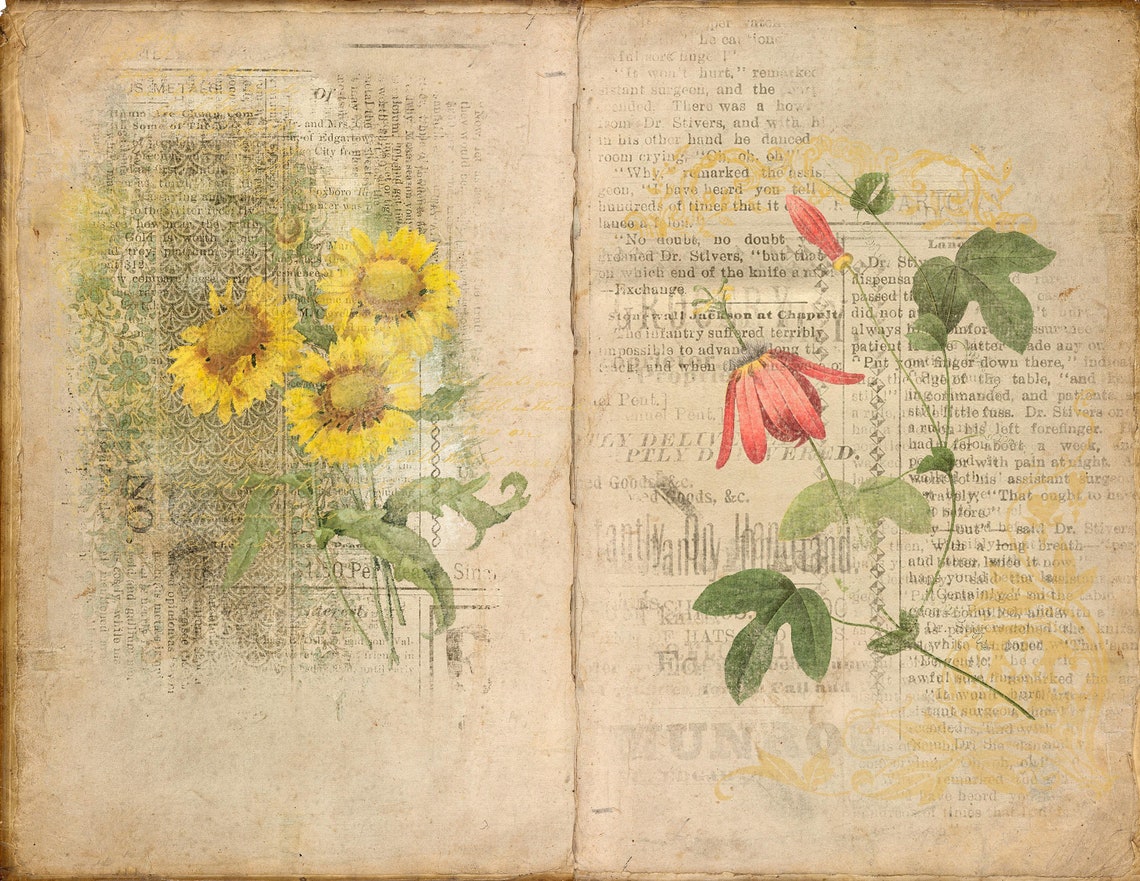 Vintage Nature Journal Papers, Grungy, Shabby Printables, Nature ...
