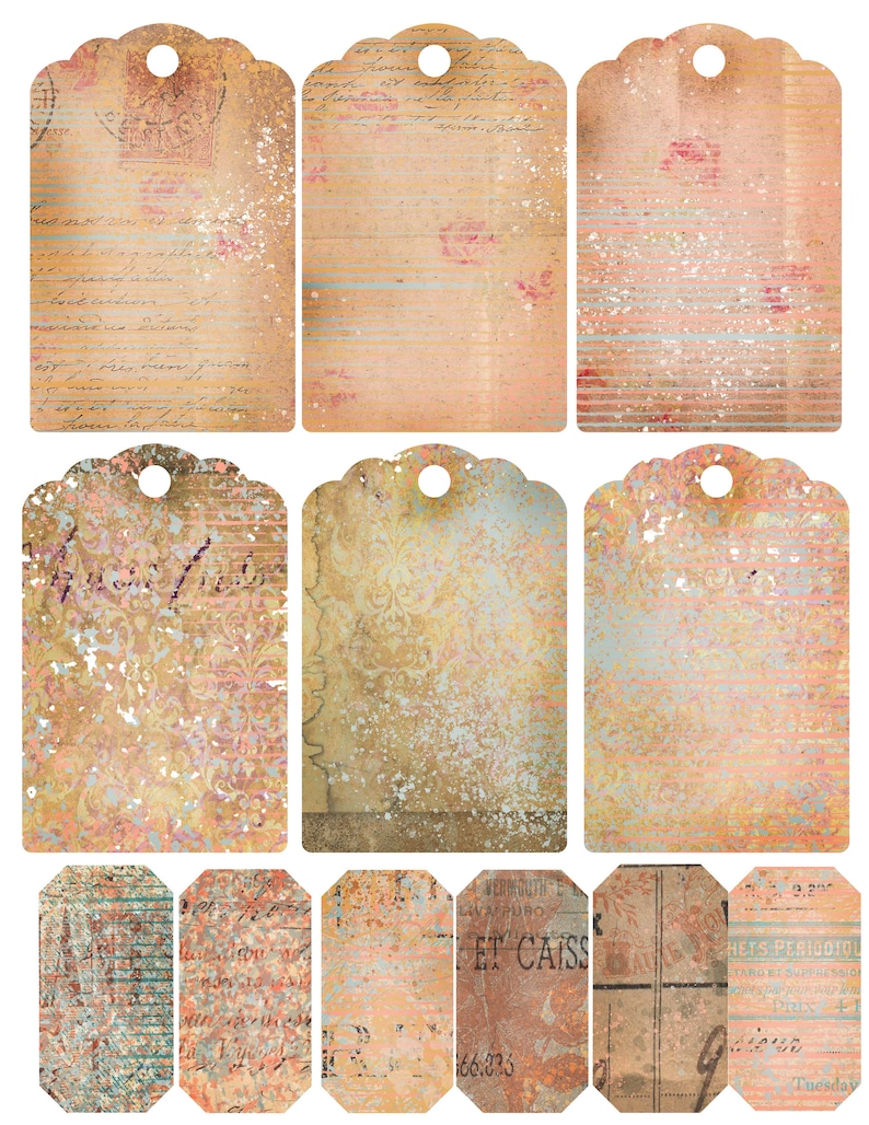 Printable Journal Tags, Vintage Ephemera, Shabby Journal Kit, Labels ...
