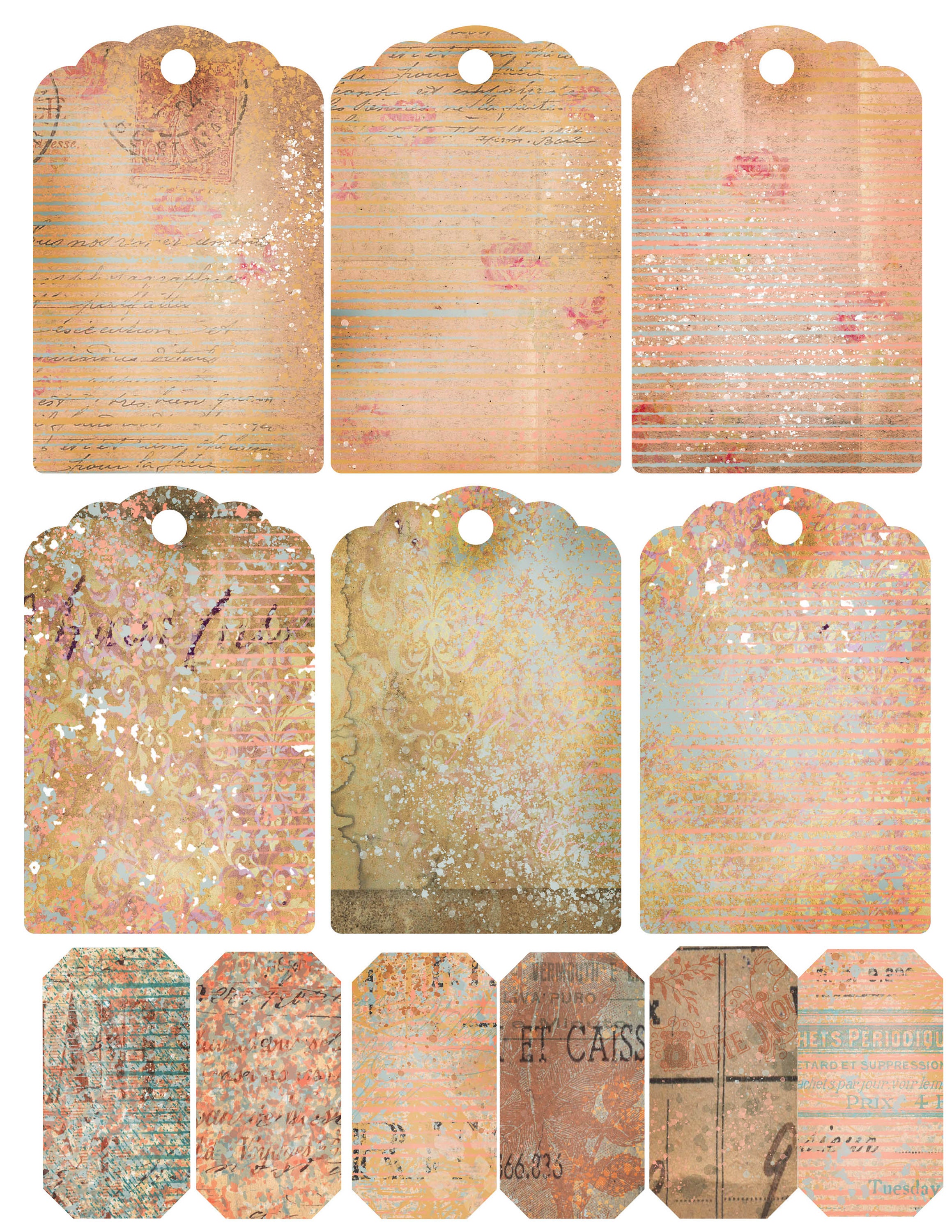 Printable Journal Tags, Vintage Ephemera, Shabby Journal Kit, Labels ...