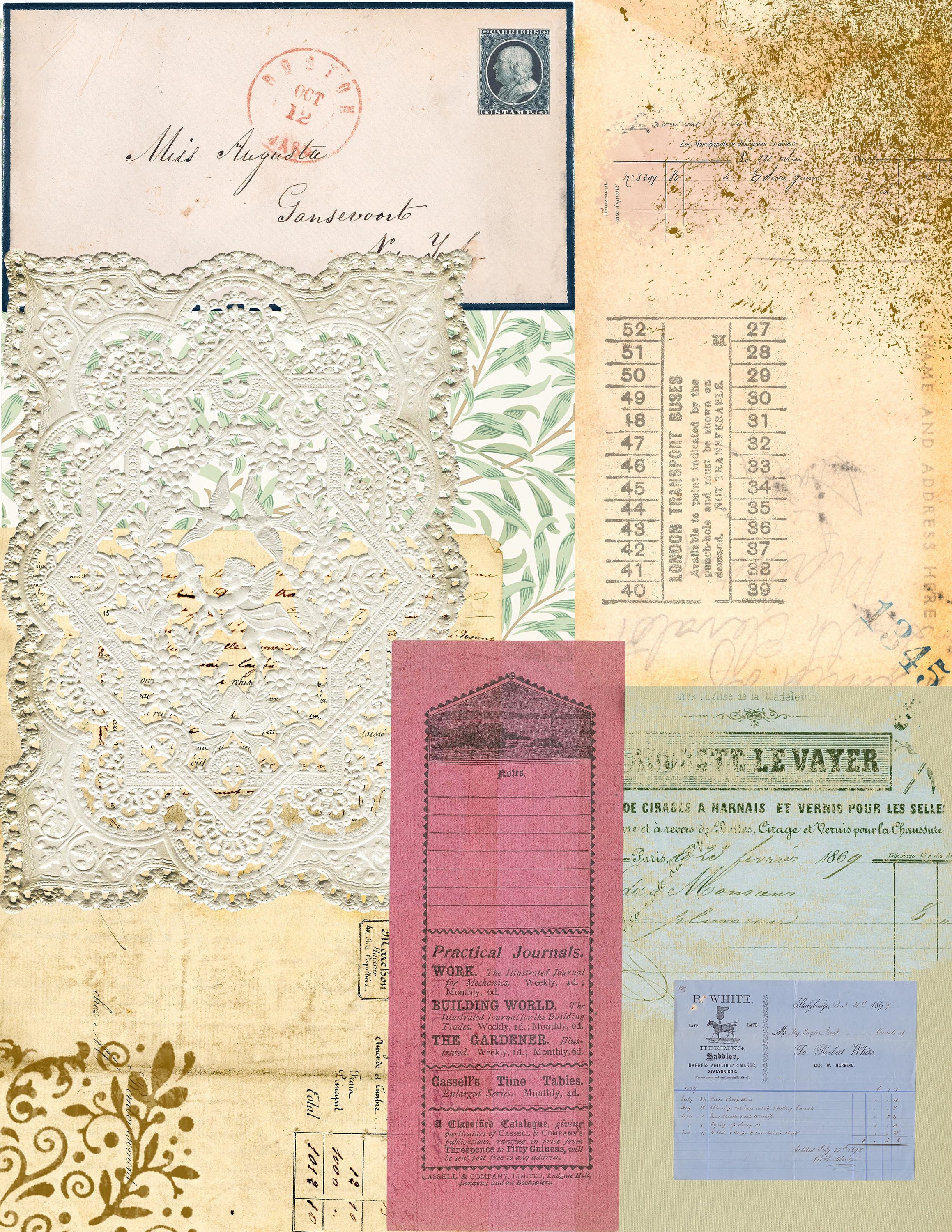Vintage Ephemera Printable Papers, Digital Collage Sheets, Junk Journal ...