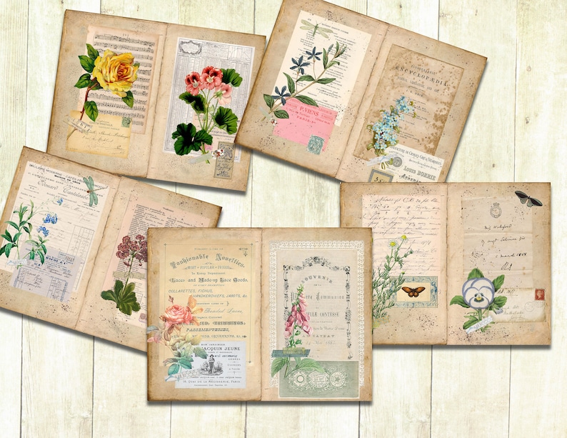 Flower Journal Pages,digital Download, Vintage Flowers, Printable ...