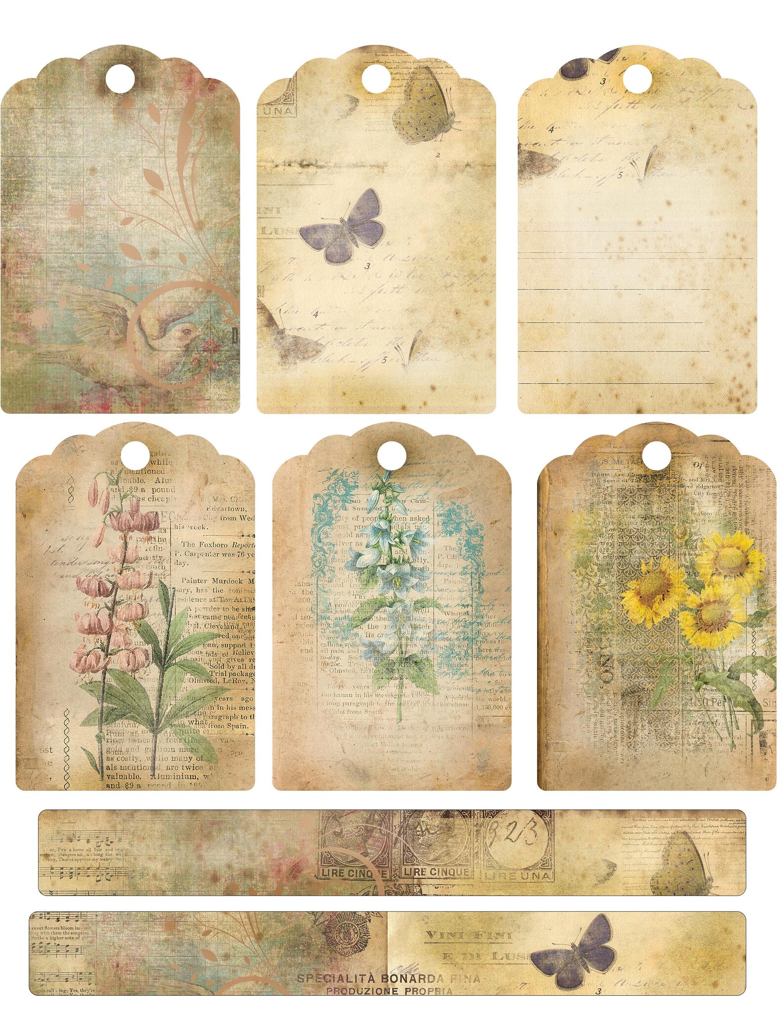 Sepia Nature Junk Journal Tags and Labels, Printable Tags, Digital ...