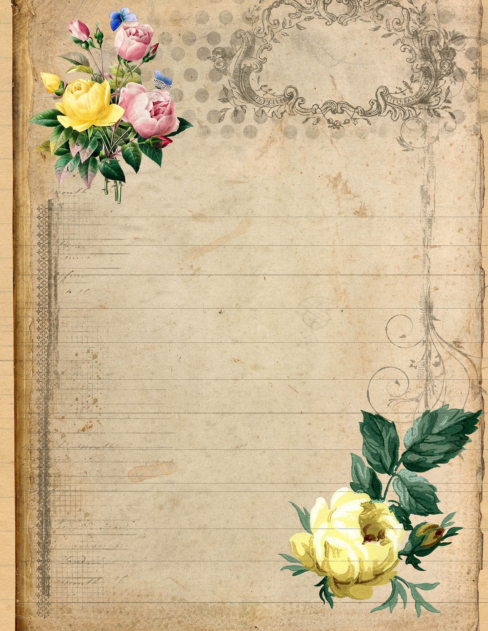 Digital Download Vintage Lined Notepaper, Junk Journal Kit, Scrapbook ...