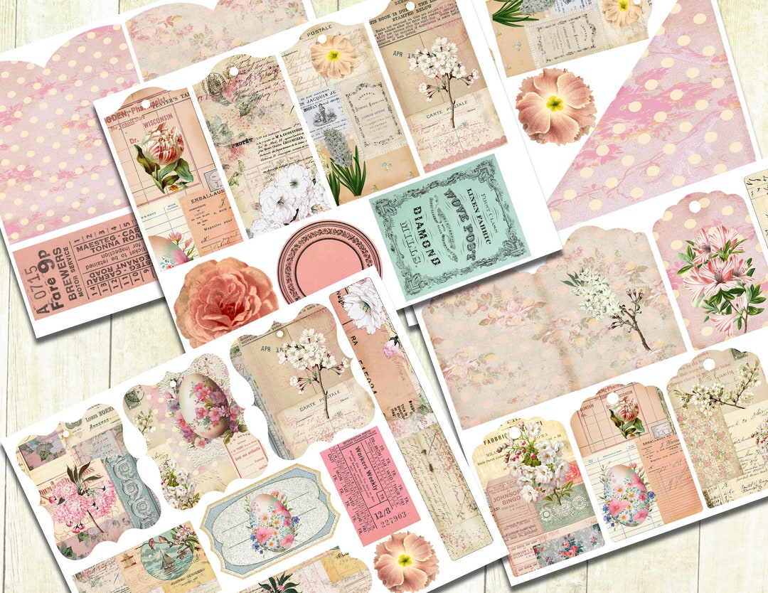 Spring Blossom Junk Journal Kit, Printable Tags and Labels, Easter ...
