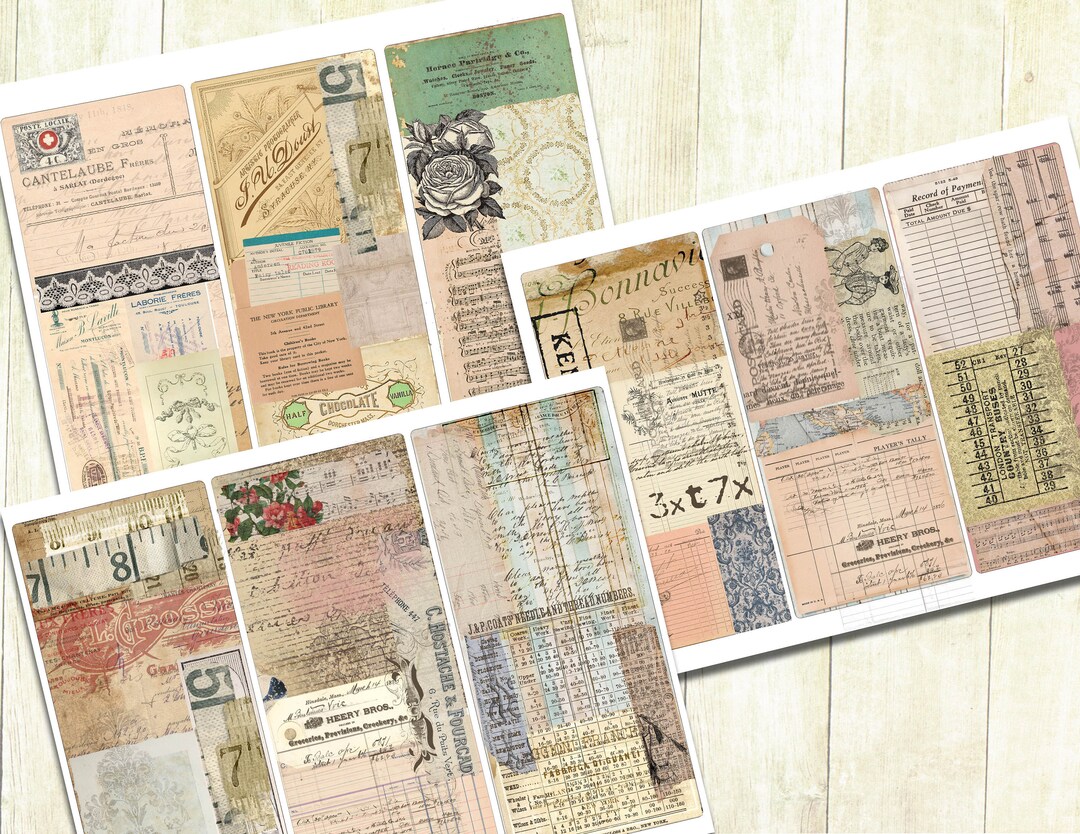 Printable Journal Cards, Ephemera Collage Cards, Vintage, Junk Journal ...