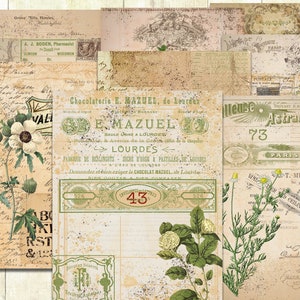 Vintage Herbal Ephemera Papers, Herbarium Junk Journal Papers, Digital ...