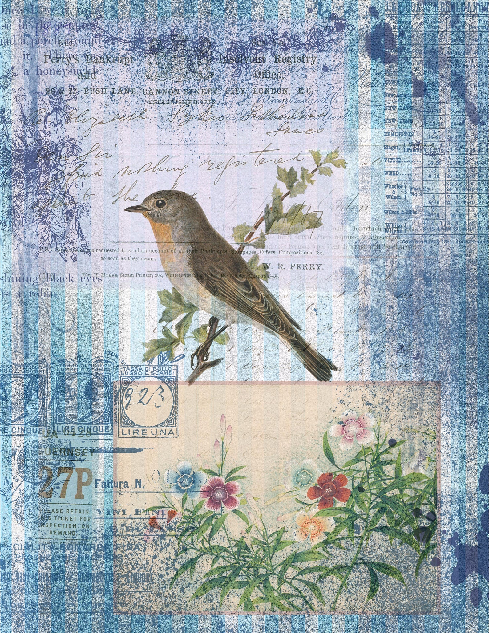 Blue Bird Junk Journal Papers Vintage Nature Journal Papers - Etsy