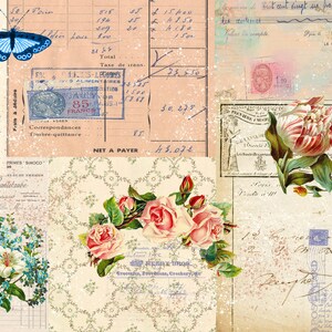 Vintage Pink Flower Journal Papers Bundle, Spring Journal Kit, Value ...