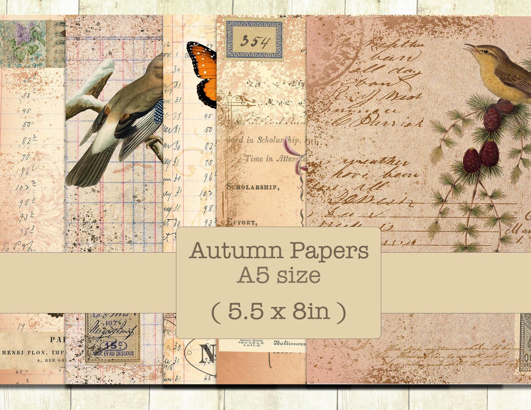 Vintage Autumn Junk Journal Papers, Autumn Nature Scrapbook Papers ...