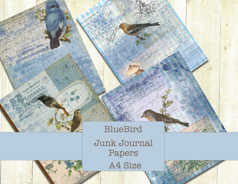 Blue Bird Junk Journal Papers Vintage Nature Journal Papers - Etsy