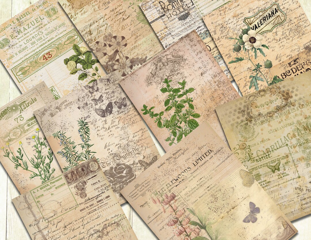 Vintage Herbal Ephemera Papers, Herbarium Junk Journal Papers, Digital ...