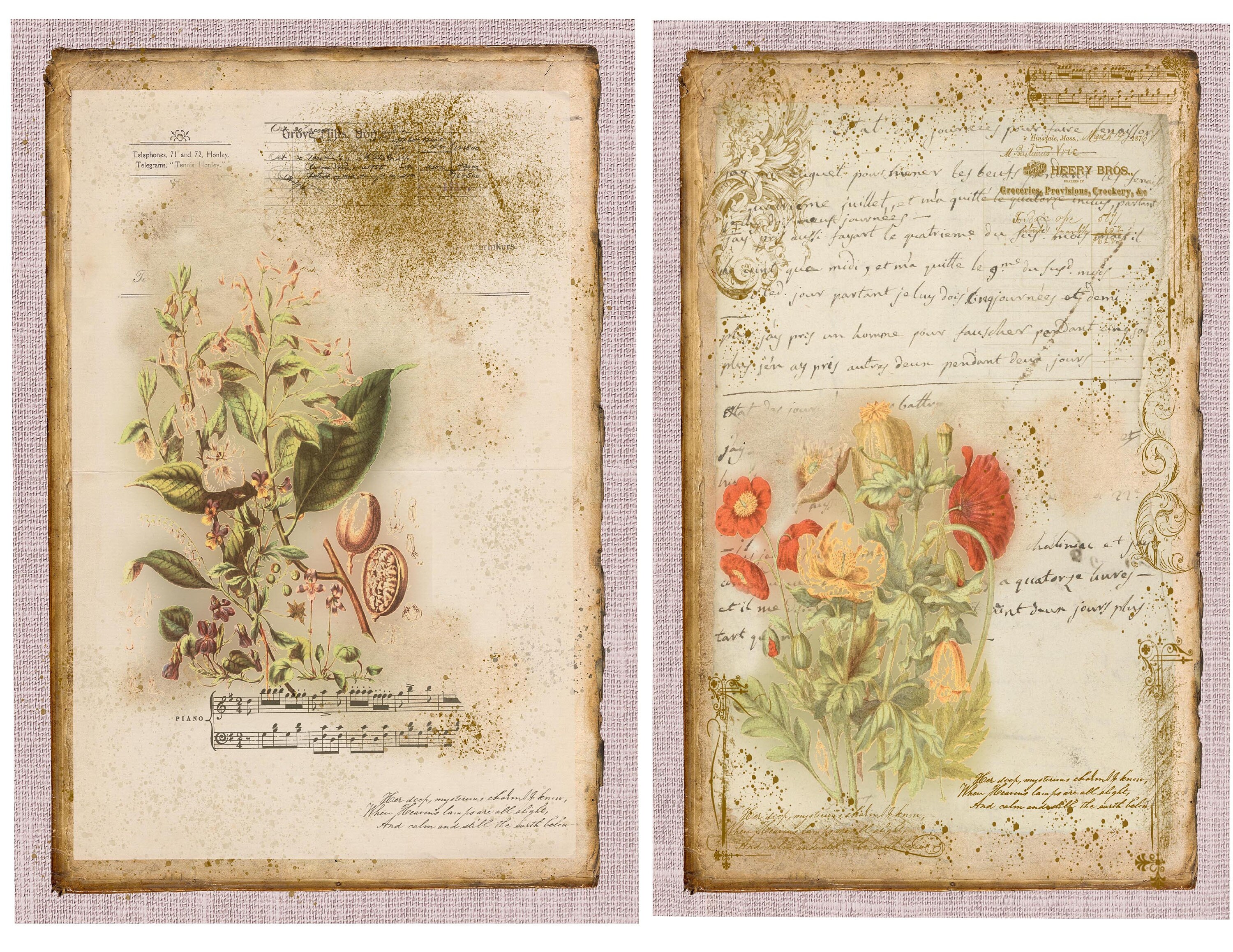 Vintage Flower Ephemera Pages, Printable Vintage Scrapbook Papers ...