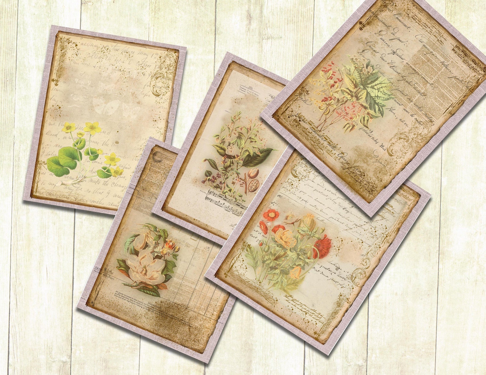 Vintage Flower Ephemera Pages, Printable Vintage Scrapbook Papers ...