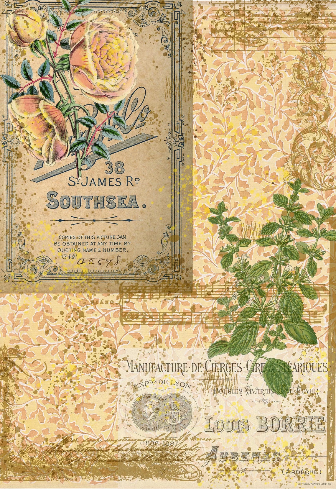 Sunshine Yellow Summer Journal Papers, Yellow Collage Printable Papers ...