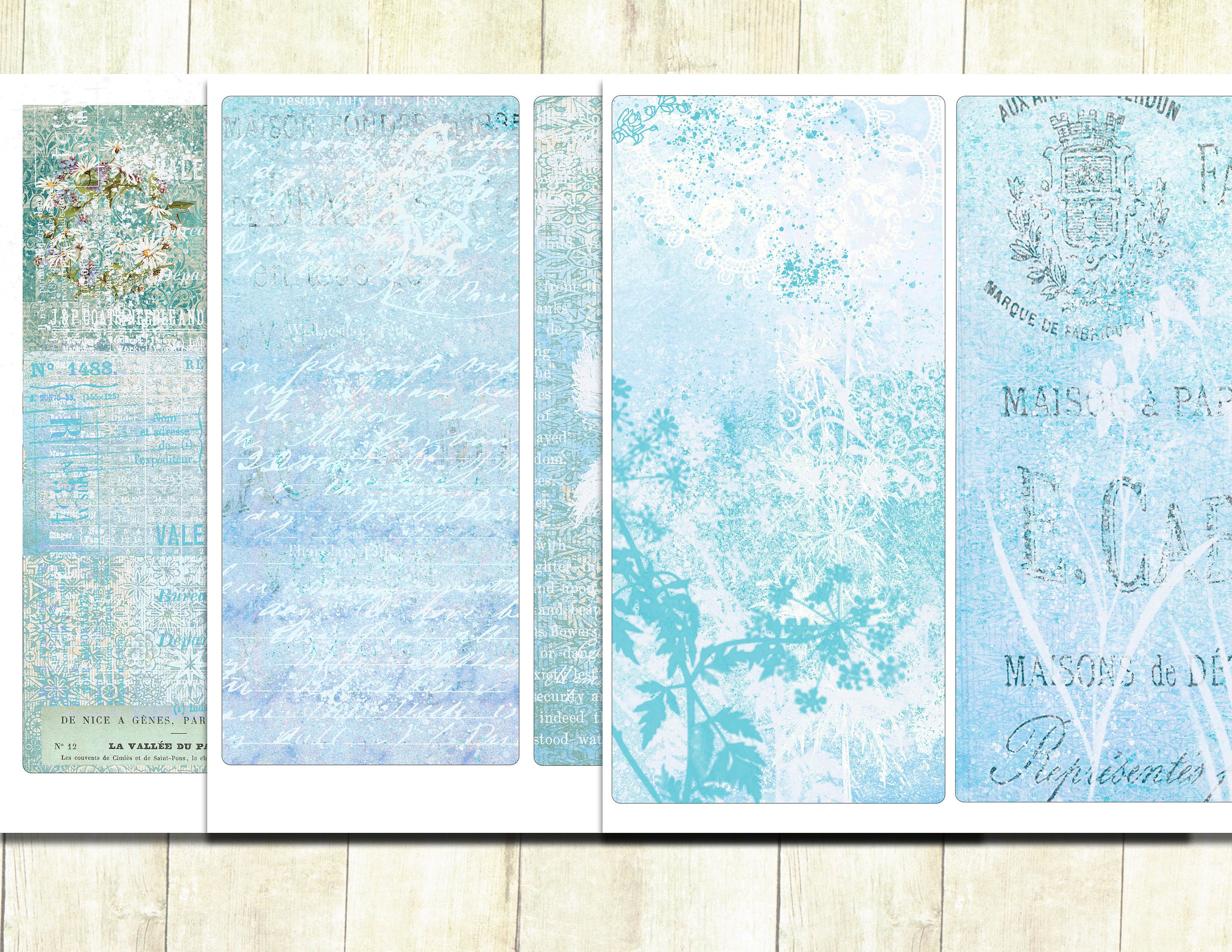 Blue Journaling Cards Digital Download Vintage Shabby Blue - Etsy