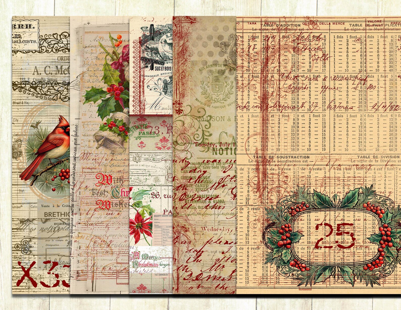 Vintage Christmas Collage Papers, Christmas Journal Printables. - Etsy