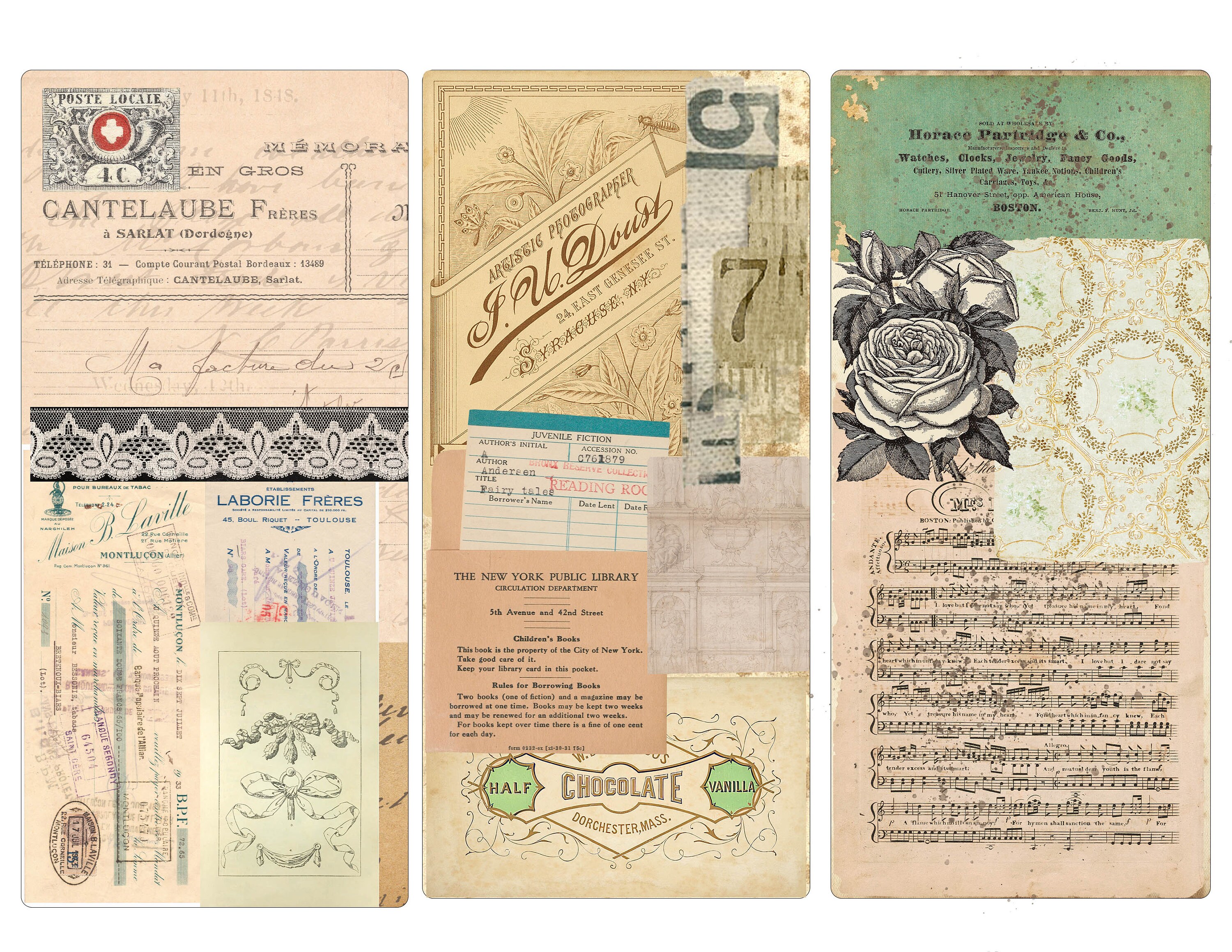 Printable Journal Cards, Ephemera Collage Cards, Vintage, Junk Journal ...