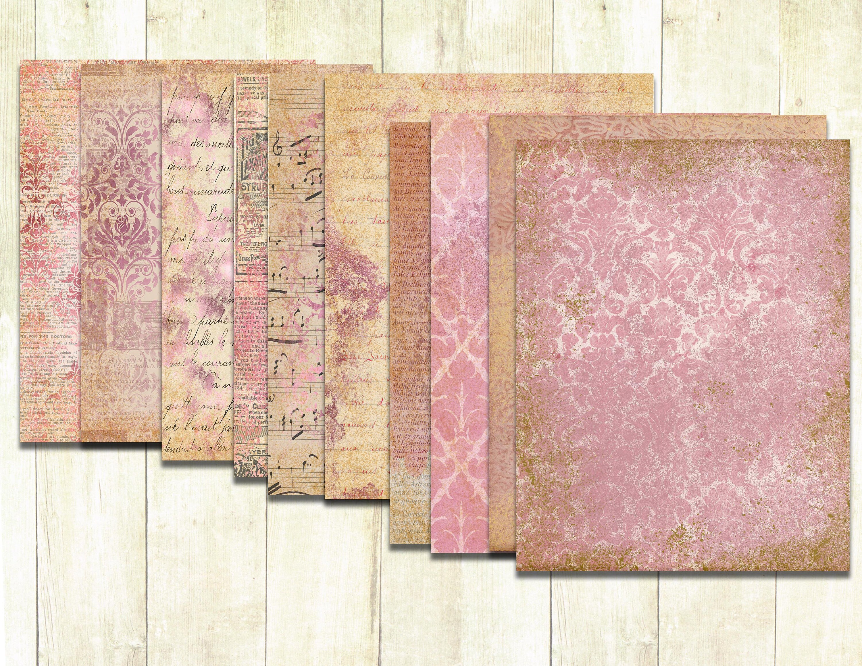 Digital Shabby Pink Papers, Vintage Shabby Download, Printable Pink ...